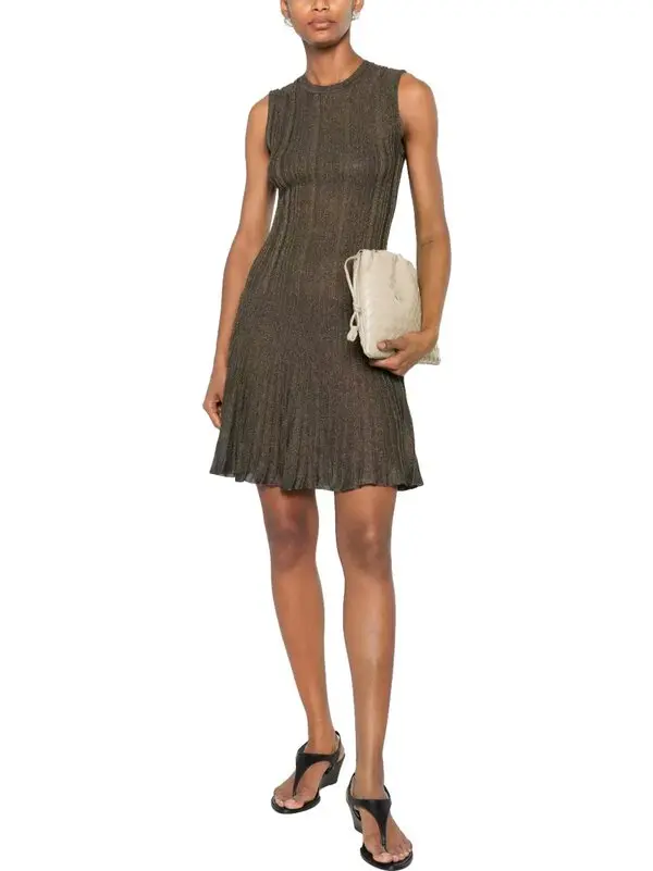 Federica Tosi Ribbed Knit Sleeveless Mini Dress - Brown