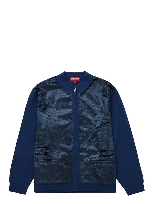 Supreme Faux Fur Zip Up Cardigan - Blue