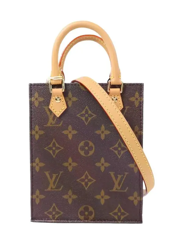 LOUIS VUITTON Petit Sac Plat Monogram Tote Bag - Brown