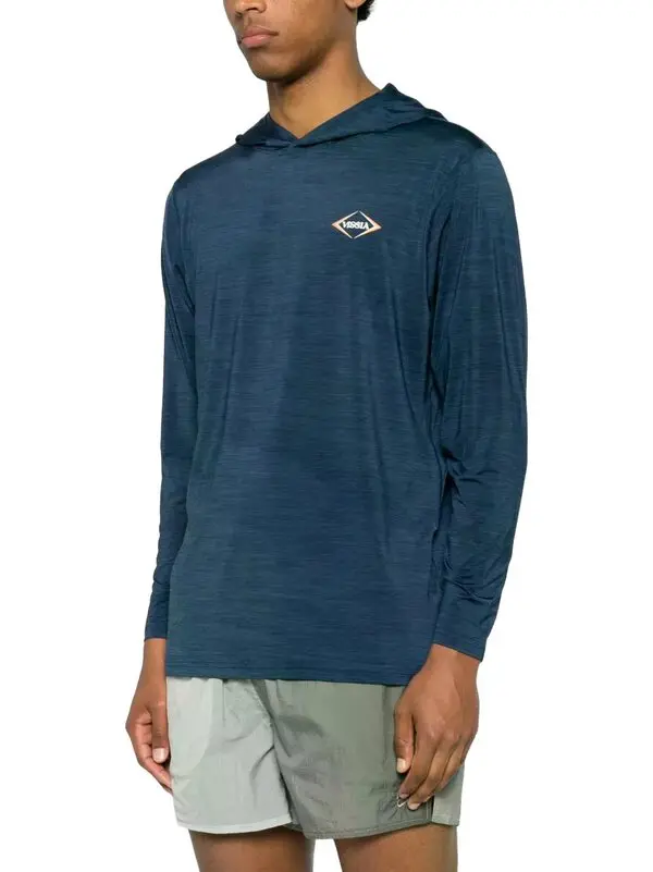 VISSLA Logo Print Hooded Long Sleeve T-shirt - Blue
