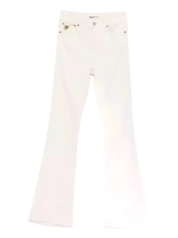 LOIS Logo Patch Flared Trousers - Neutrals