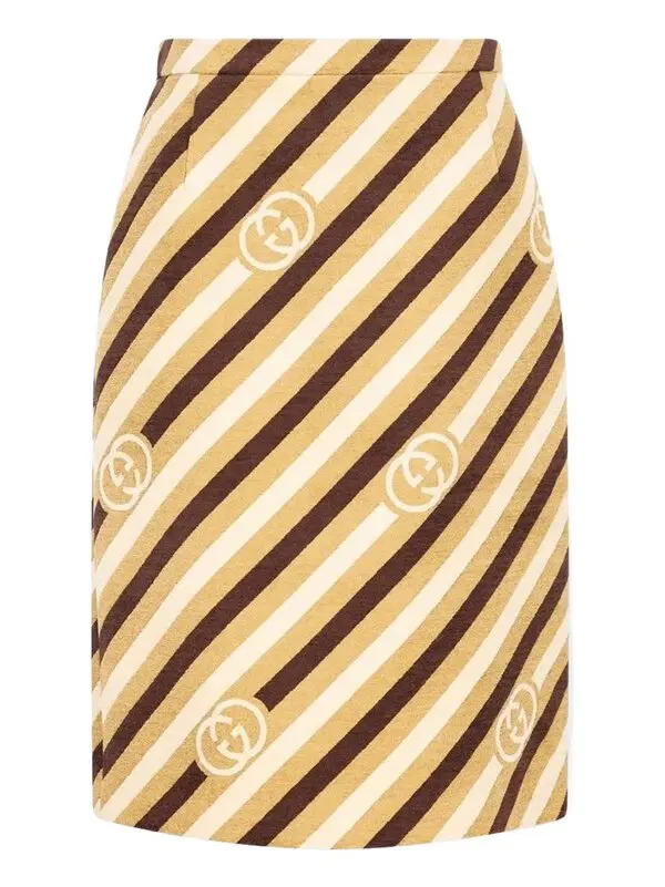 Gucci Diagonal Gg Velvet Skirt - Brown