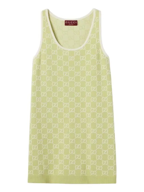 Gucci Gg Jacquard Mini Dress - Green