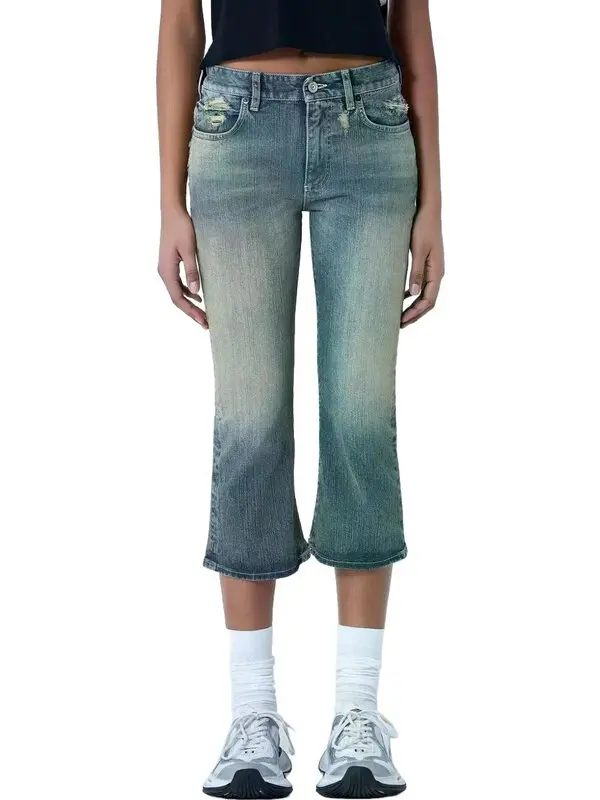 Balenciaga Distressed Cropped Jeans - Blue