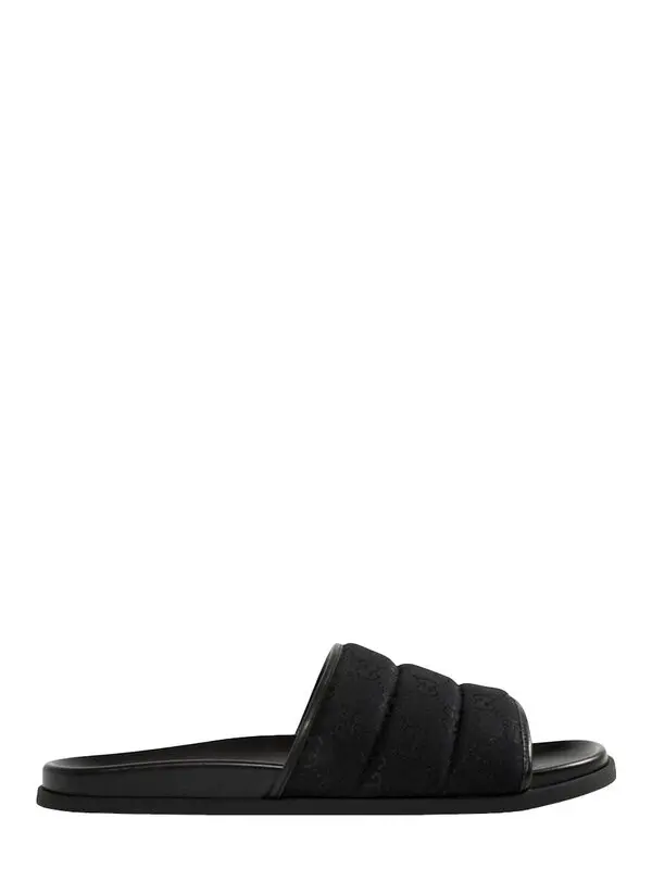 Gucci Padded Gg Canvas Slide Sandal - Black