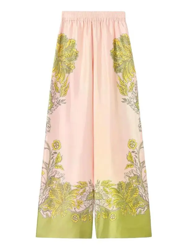 La DoubleJ Floral-print Silk Palazzo Trousers - Pink