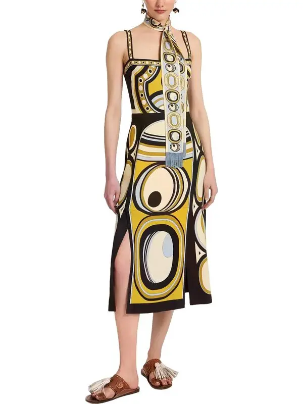La DoubleJ Me A Martini" Envers Satin Midi Dress - Yellow