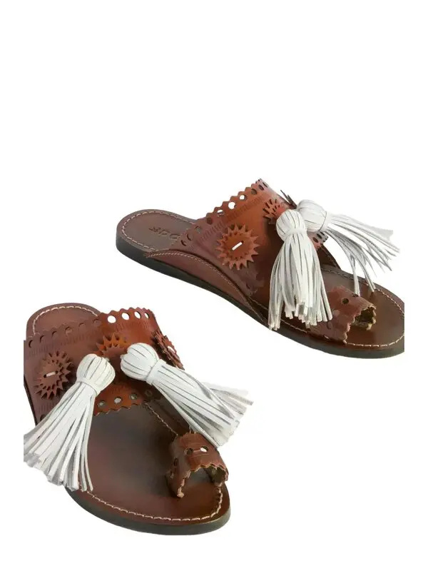 La DoubleJ Sandy Slides With Tassels - Brown
