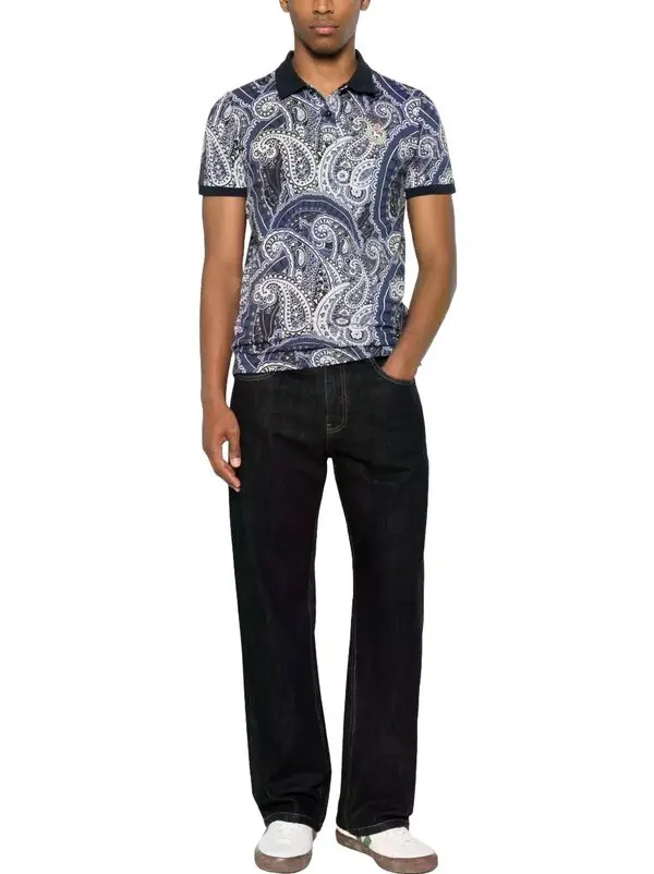 JOHNNY LAMBS Paisley-print Polo Shirt - Blue