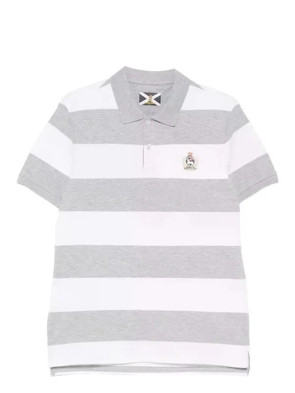 JOHNNY LAMBS Striped-pattern Polo Shirt - Grey