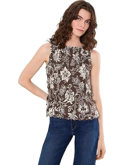 Madewell Smocked Side Tie Tank - Brown