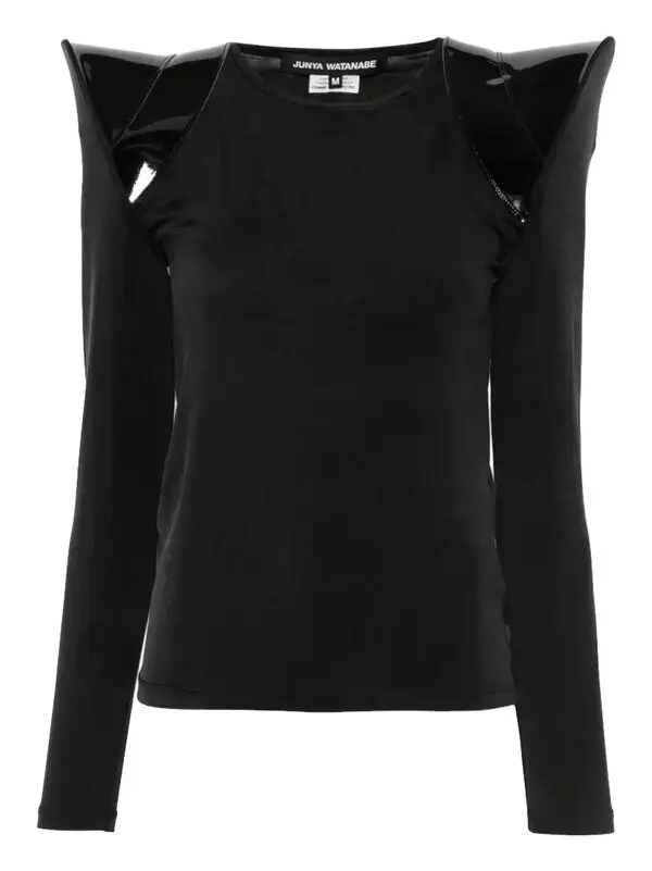 Junya Watanabe Sculptural Shoulder Patent Panel T-shirt - Black