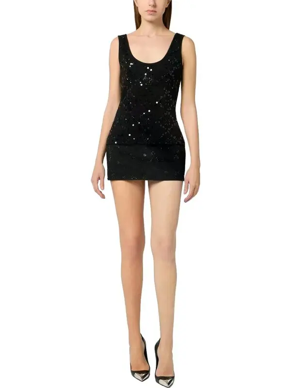 Philipp Plein Rhombus Flower Embellished Tank Top - Black