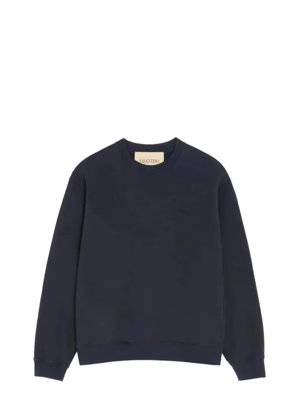 Valentino Garavani Cotton Sweatshirt With Vlogo Embroidery - Blue