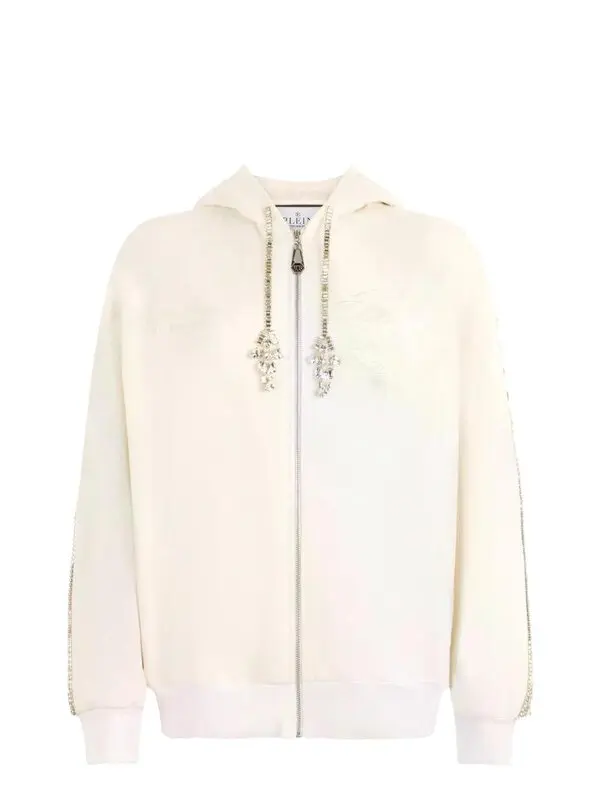 Philipp Plein Embellished Zip-up Hoodie - Neutrals