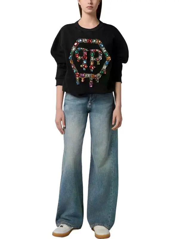 Philipp Plein Embellished Open-back Sweatshirt - Black