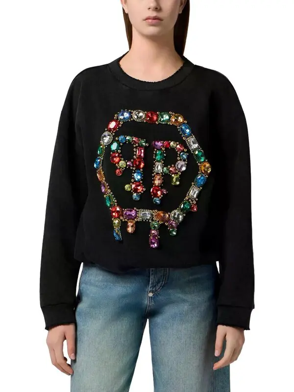 Philipp Plein Embellished Open-back Sweatshirt - Black