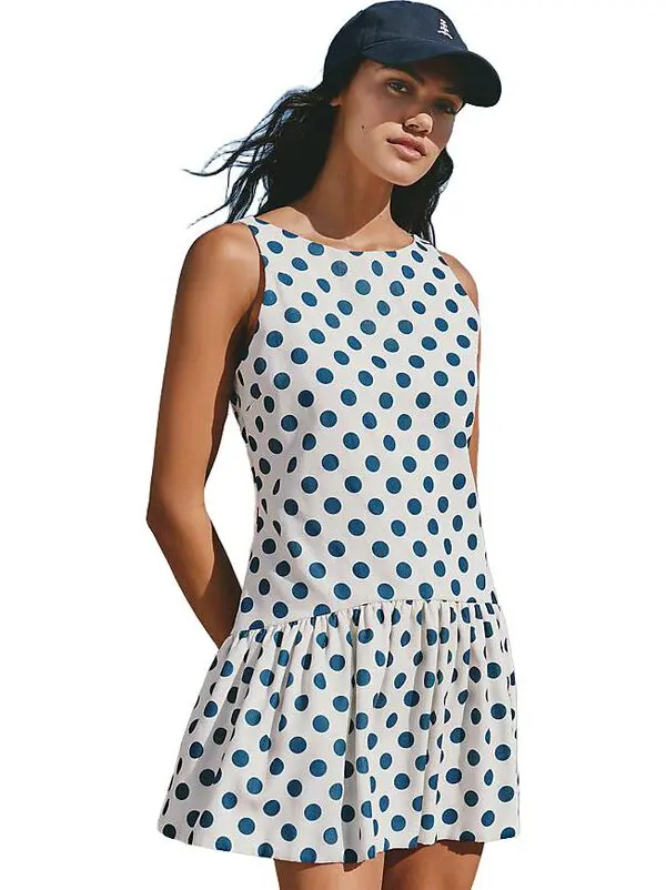Peixoto Polka Dot Cotton Mini Dress - Navy Polka Dots