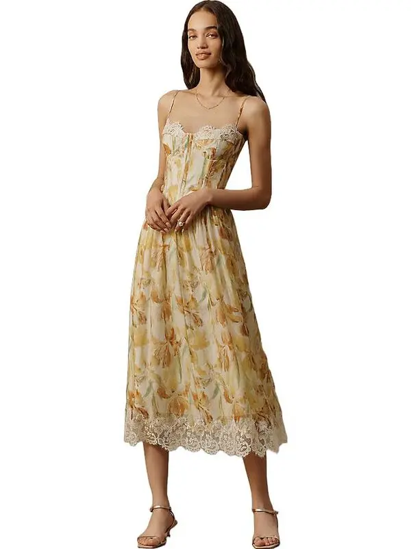 Bardot Ashta Lace-trim Maxi Dress - Yellow Floral