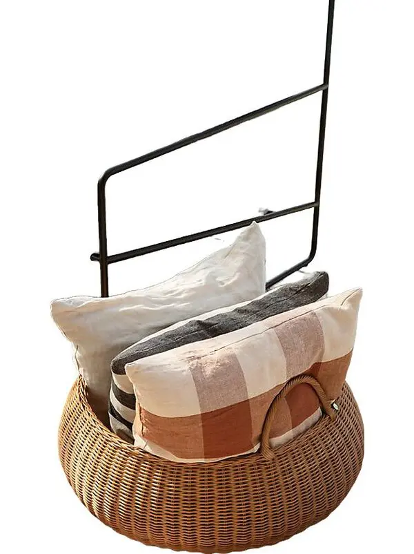 Anthropologie Braided Woven Round Basket - Natural