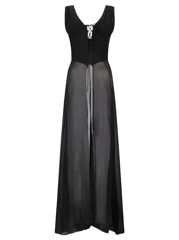 Giuseppe Di Morabito Silk Georgette Corset Top With Lace-up Detailing - Black