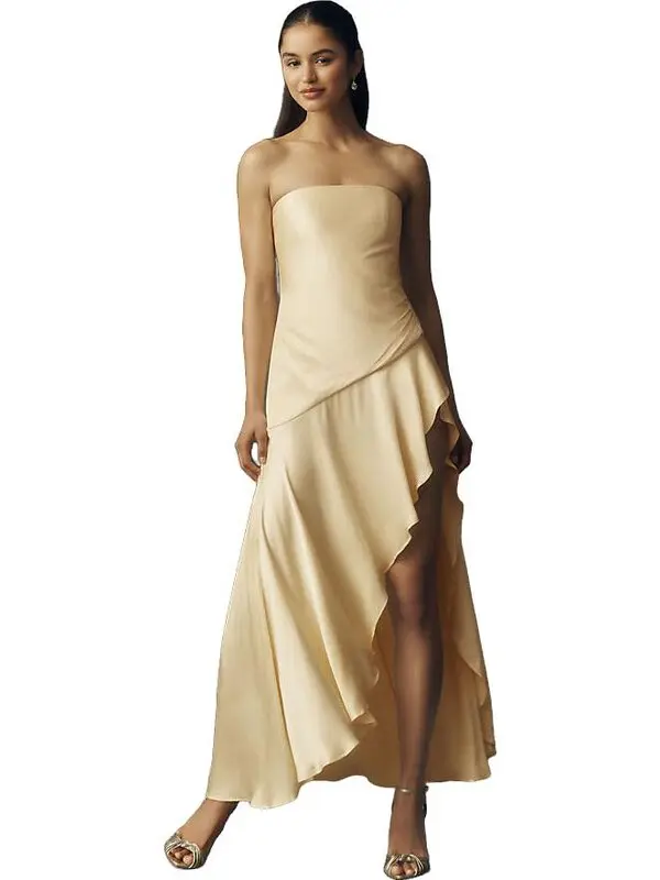 Bardot Lorenza Asymmetric Midi Dress - Light Yellow