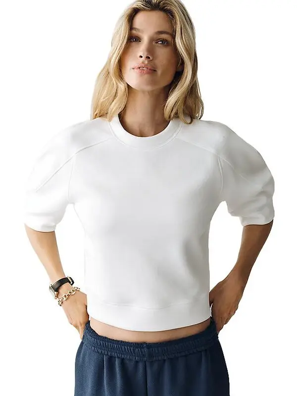 DAILY PRACTICE BY ANTHROPOLOGIE Daily Practice Bubble Sweatshirt - Chalk White
