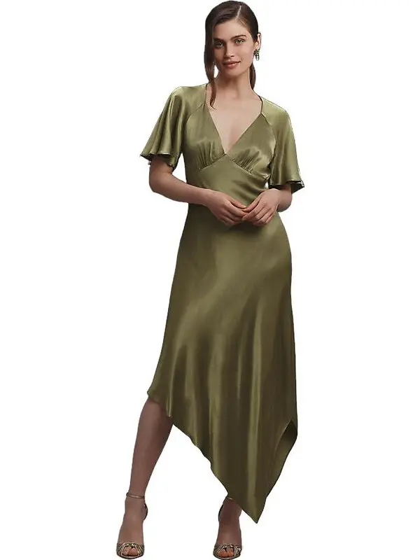 MARE MARE Asymmetrical Maxi Slip Dress - Fern