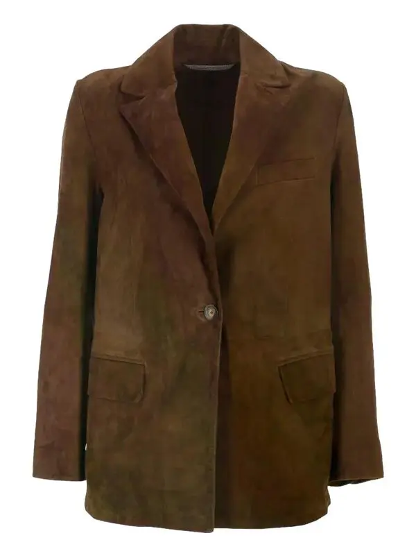 THE JACKIE LEATHERS Suede Notch-lapel Jacket - Brown