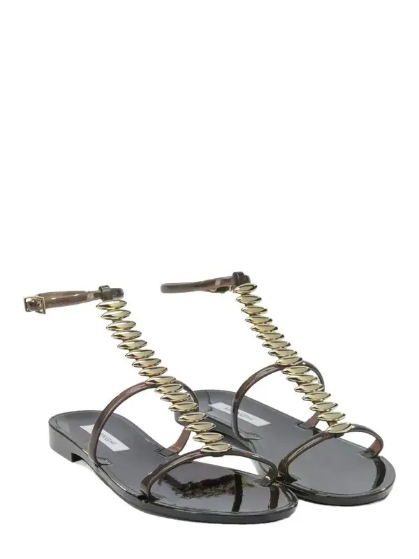 Menghi Stud-embellished T-bar Sandals - Black