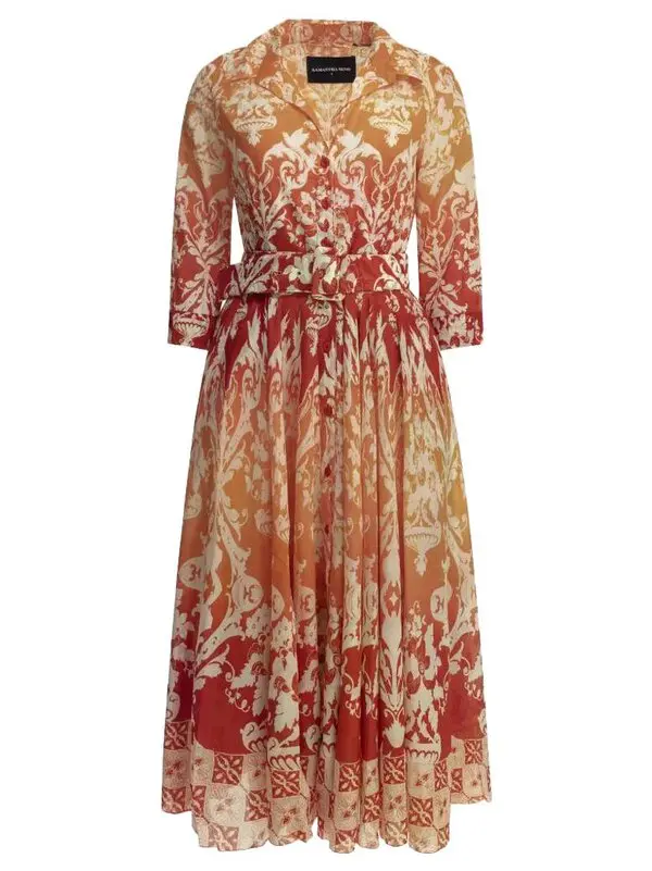 Samantha Sung Belted Ombré Midi Dress - Orange