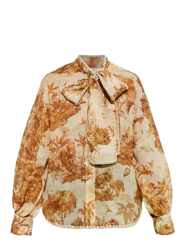 Zimmermann Safari Print Blouse - Brown