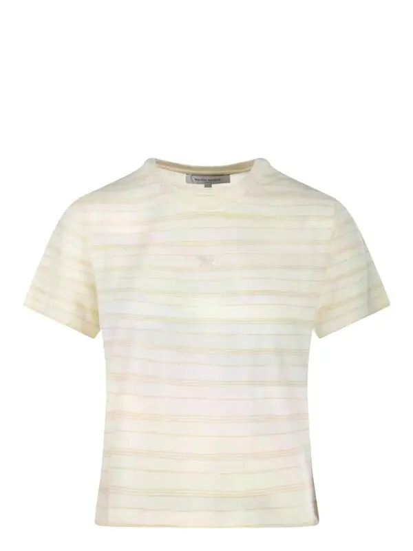 Maison Kitsuné Striped Logo-embroidered T-shirt - Neutrals