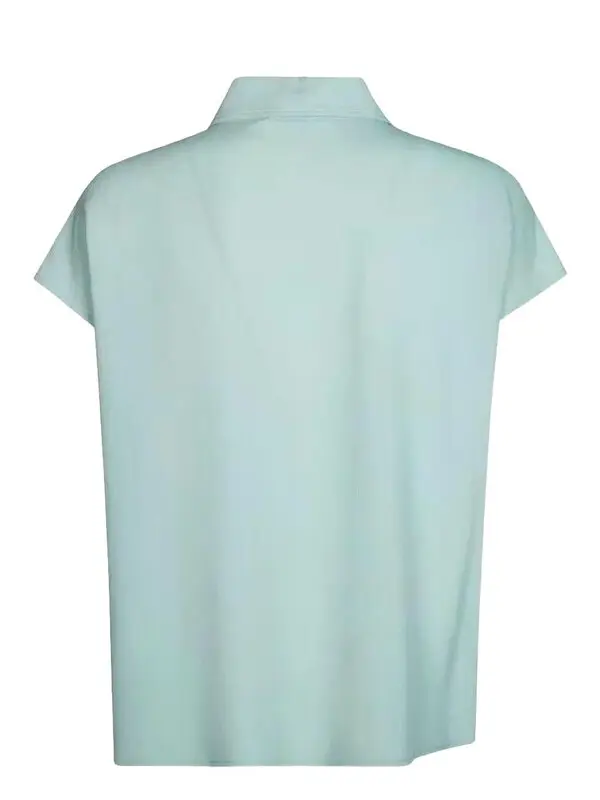 GLANSHIRT Short-sleeve V-neck Blouse - Blue