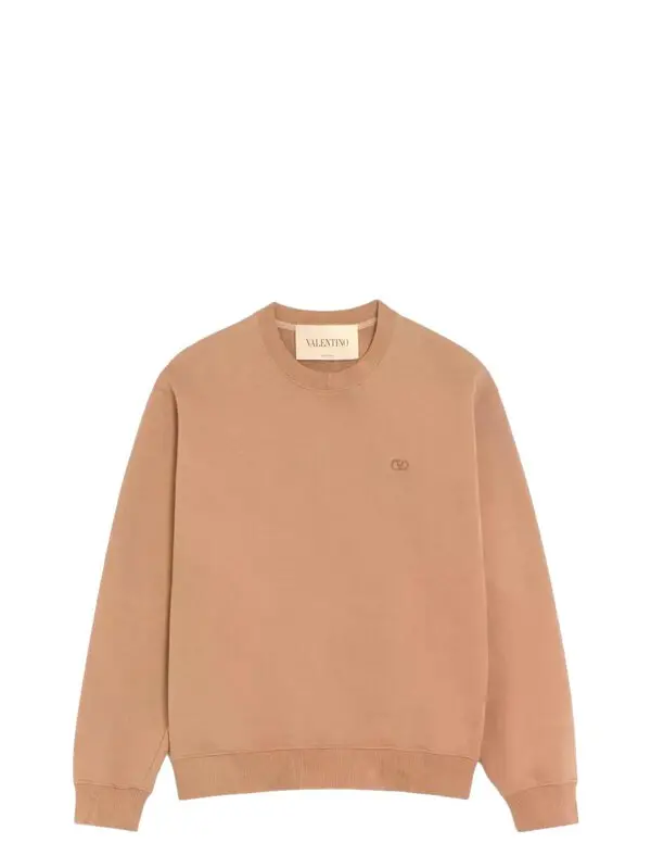 Valentino Garavani Vlogo Embroidered Cotton Sweatshirt - Neutrals