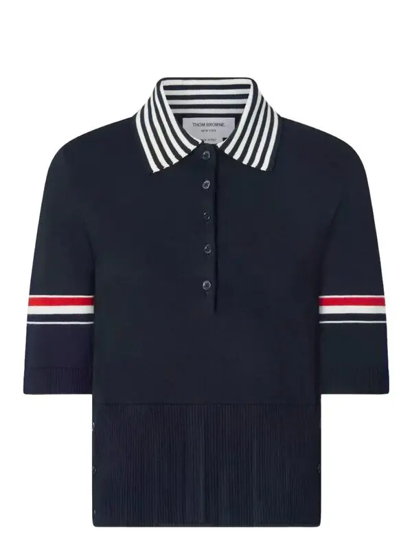 Thom Browne Rwb Stripe Lobster-jacquard Polo Shirt - Blue