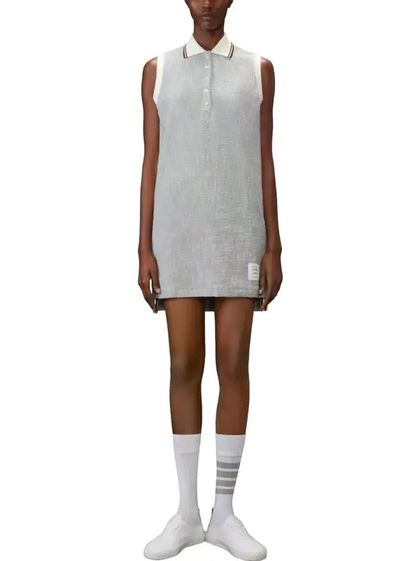 Thom Browne Sleeveless Tweed Polo Dress - Grey
