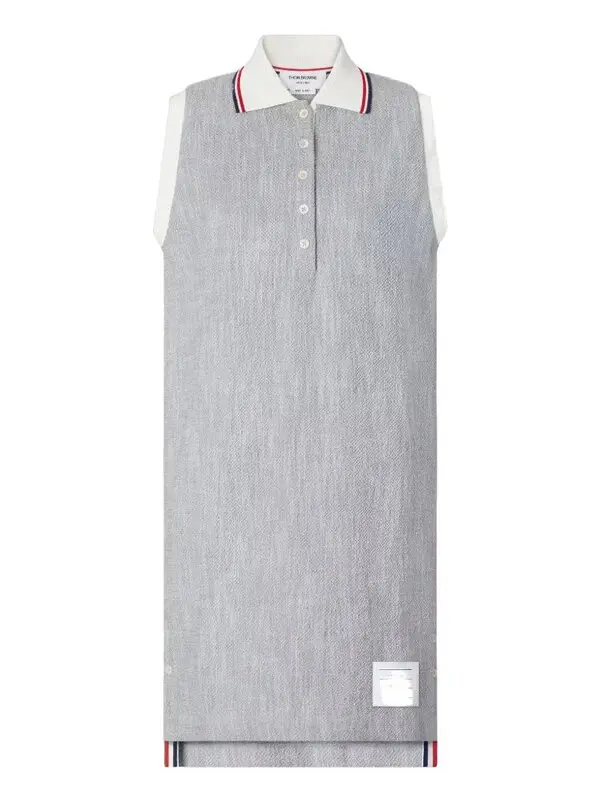 Thom Browne Sleeveless Tweed Polo Dress - Grey