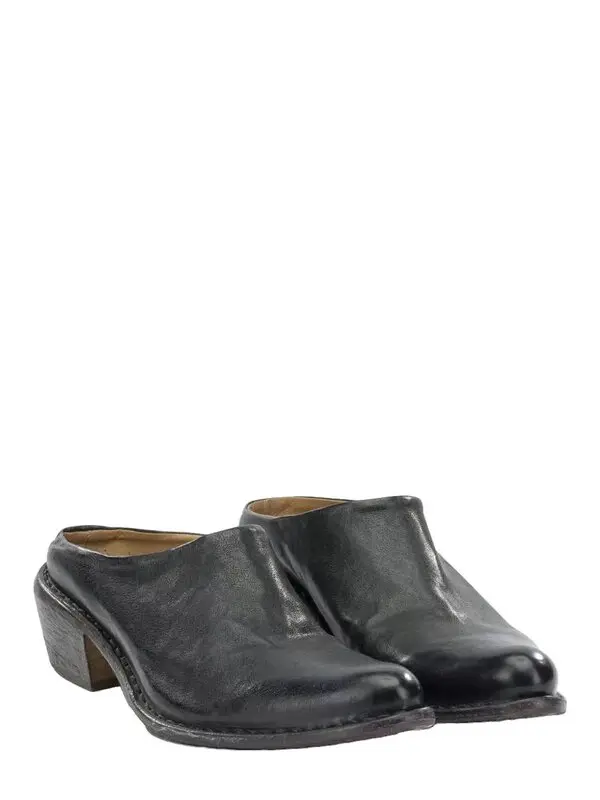 Moma Leather Slip-on Mules - Black
