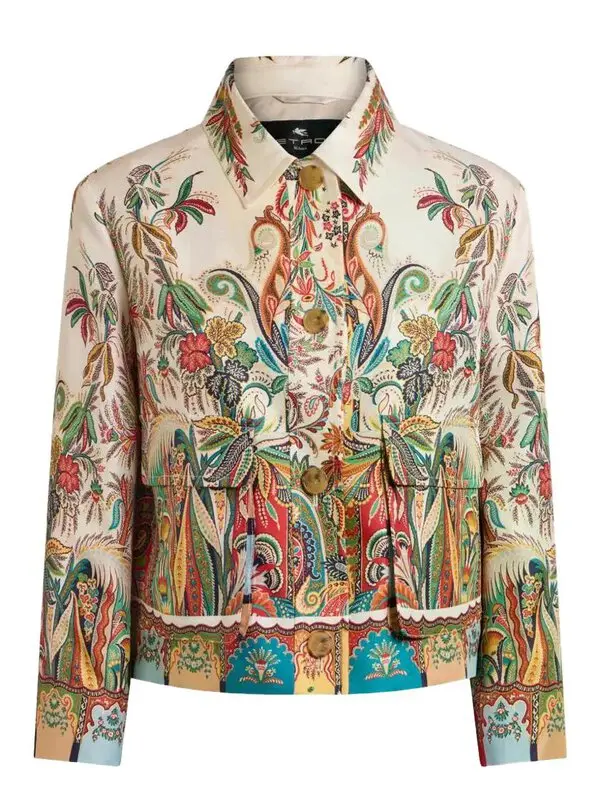 Etro Paisley-print Cropped Jacket - Neutrals