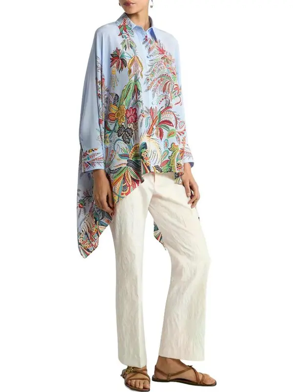 Etro Paisley Print Silk Shirt - Blue