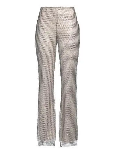 SEMICOUTURE Tulle Embellished Flare Pants - Beige