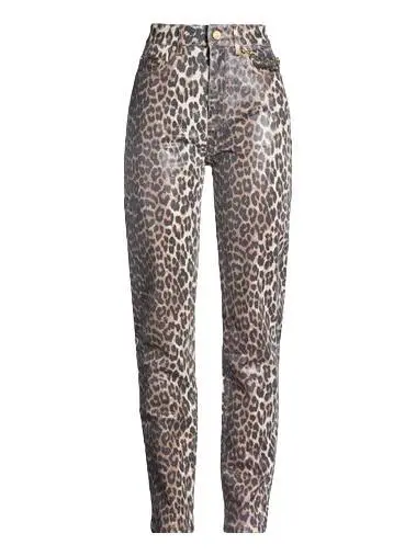 GANNI Leopard Print Embellished Jeans - Brown
