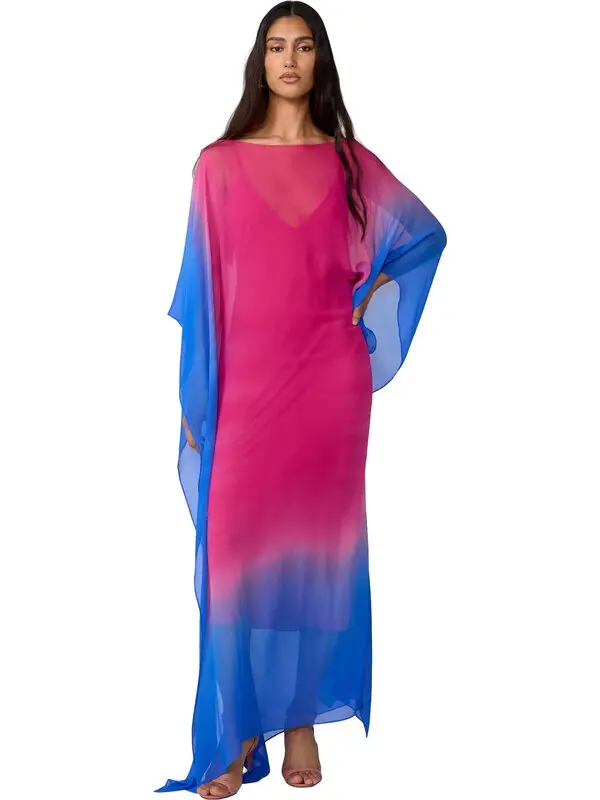 Diane Von Furstenberg Hemera Silk Chiffon Maxi Dress - Pitaya Ombre