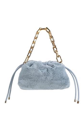 N°21 Teddy Fleece Handbag With Embroidered Logo And Chain Strap - Light Blue
