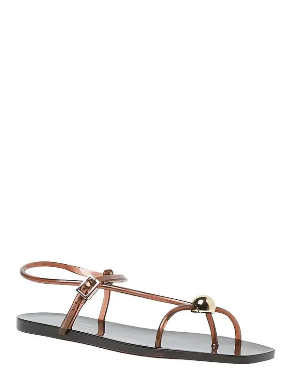 LOEFFLER RANDALL Dana Flat Sandals With Gold Tone Ball Detail - Brown