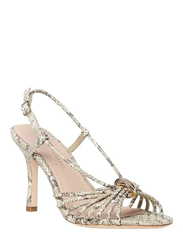 LOEFFLER RANDALL Strappy Slingback Stiletto Sandals - Natural Snake