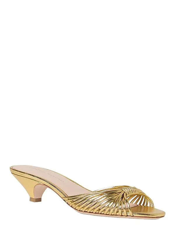 LOEFFLER RANDALL Metallic Knot Detail Slide Sandals - Gold