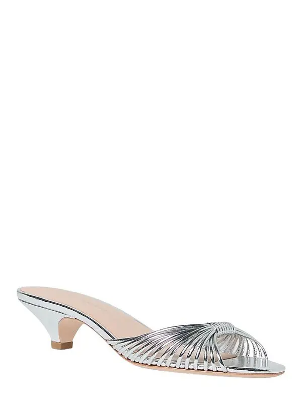 LOEFFLER RANDALL Metallic Knot Detail Slide Sandals - Silver