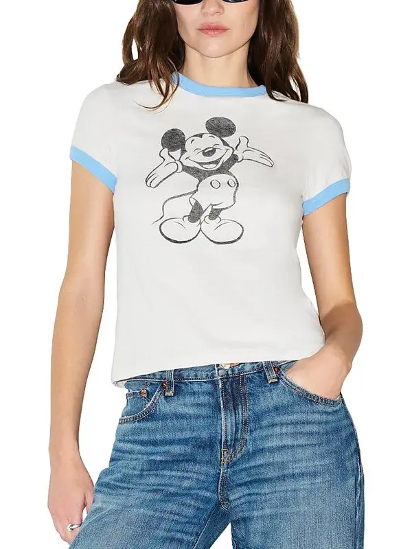 RE/DONE 60s Slim Mickey Mouse Club Graphic Ringer Tee - Vtgw Seasi